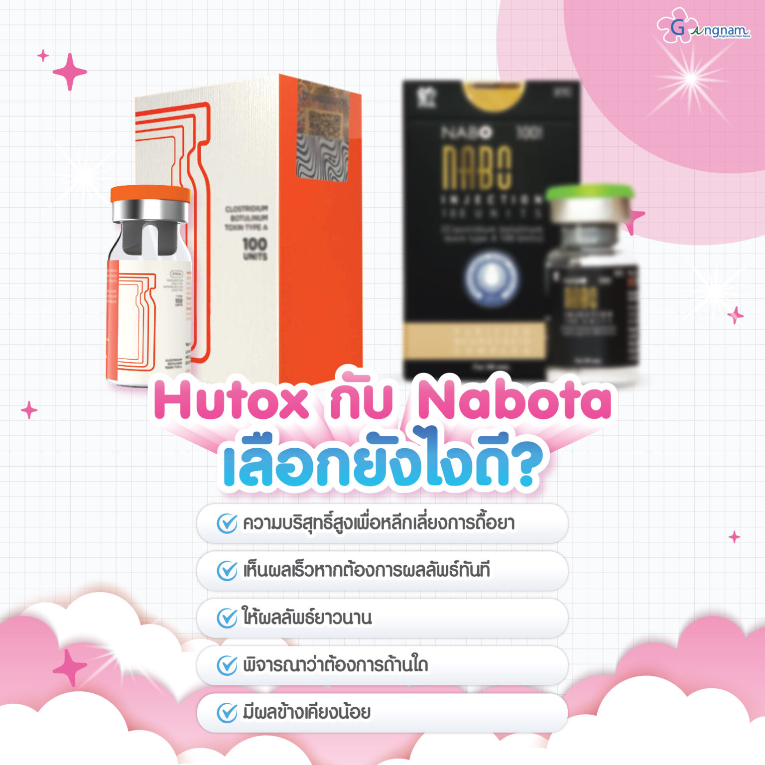 เจาะลึก Hutox vs Nabota โบท็อกซ์เกาหลี ยี่ห้อไหนดี? รู้ข้อดีข้อเสีย ผลที่ได้ และวิธีดูแลหลังฉีด